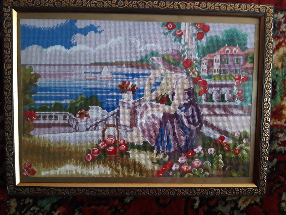 Вышивка «Девушка у моря.» - Вышивка крестом