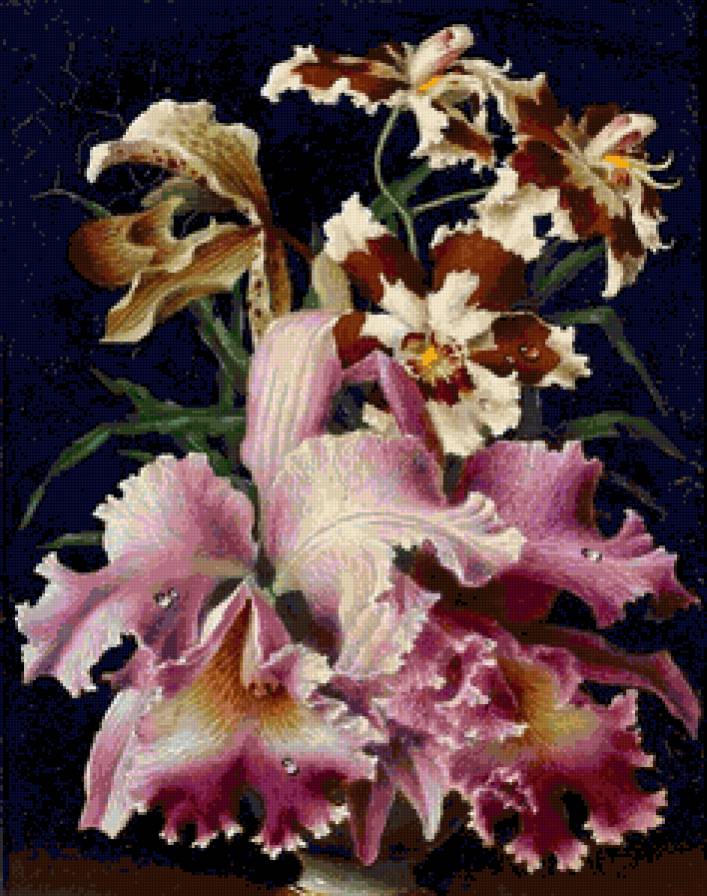 Схема вышивки «Орхидеи» (№947728) - Вышивка крестом